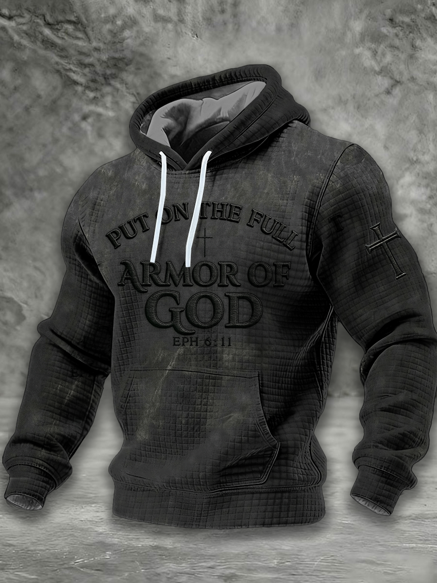 Men's Put On The Full Armor Of God Checkered Cotton Hoodie – soledonna
